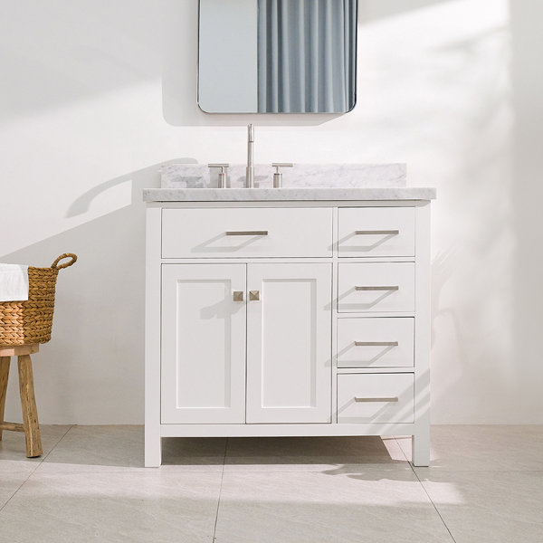 Winston Porter Parvez 37 Single Bathroom Vanity With Carrara Marble